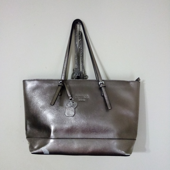 Guess | Bags | Big Ole Beautiful Silver Guess Totepurse Perfectly ...